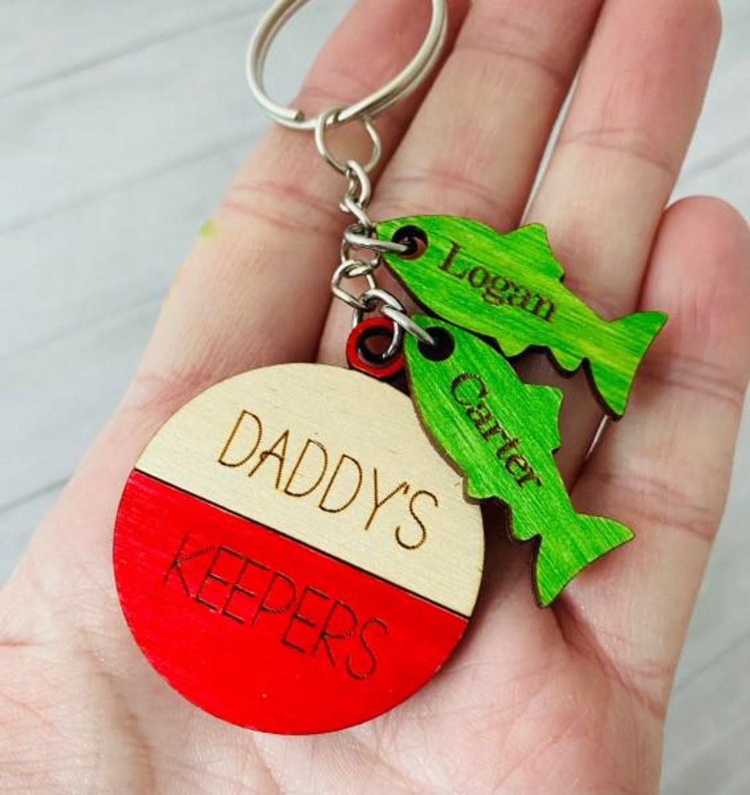 Father's Day Fishing Bobber Keychain, Daddy's Best Catch, Grandpa's ...