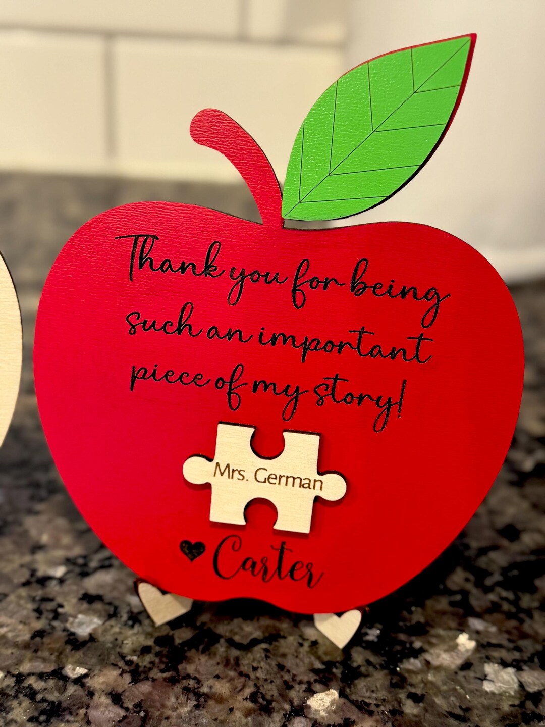 Custom Teacher Gift Apple Puzzle Piece, Teacher Apprication Week, End ...