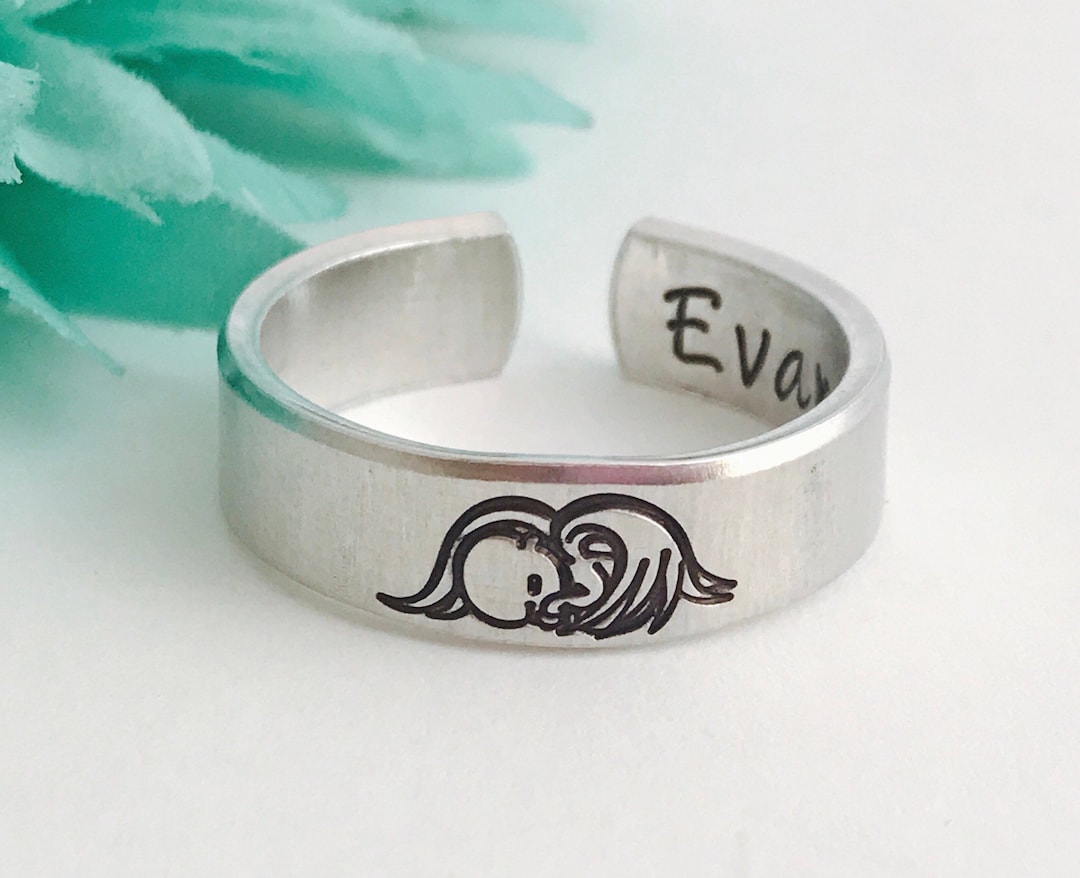 Angel Baby Ring With Name Inside Edge - Memorial - Infant Loss - Child ...
