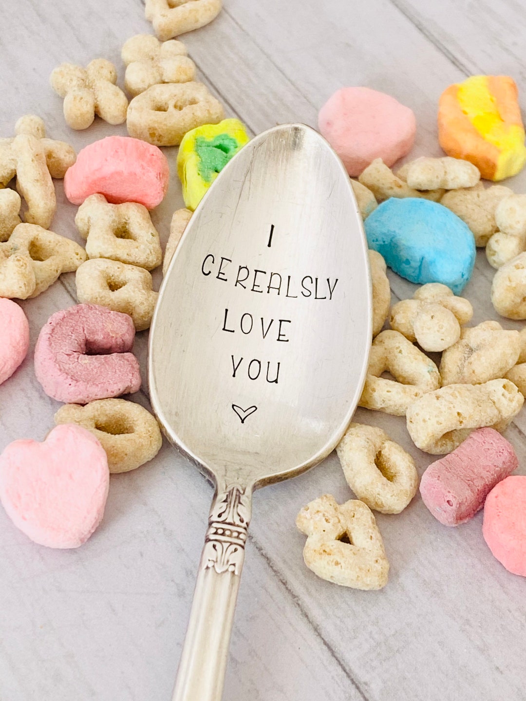 Valentine’s Day Gift, I Cerealsly Love You, Hand Stamped Vintage Spoon ...