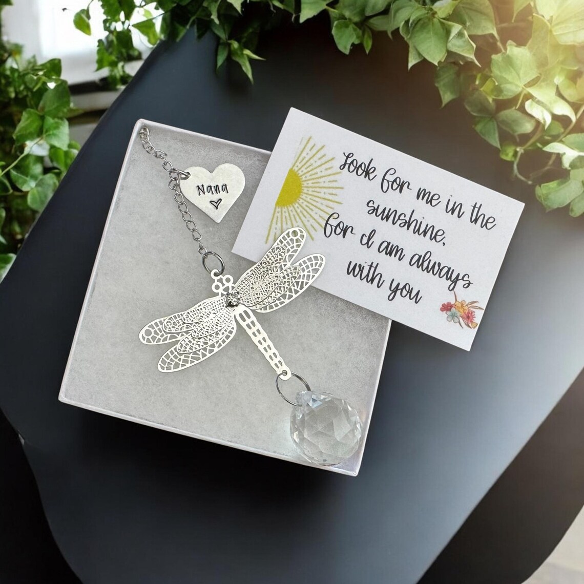 Sun Catcher Dragonfly Sympathy Gift, Poem Card Memorial Suncatcher ...