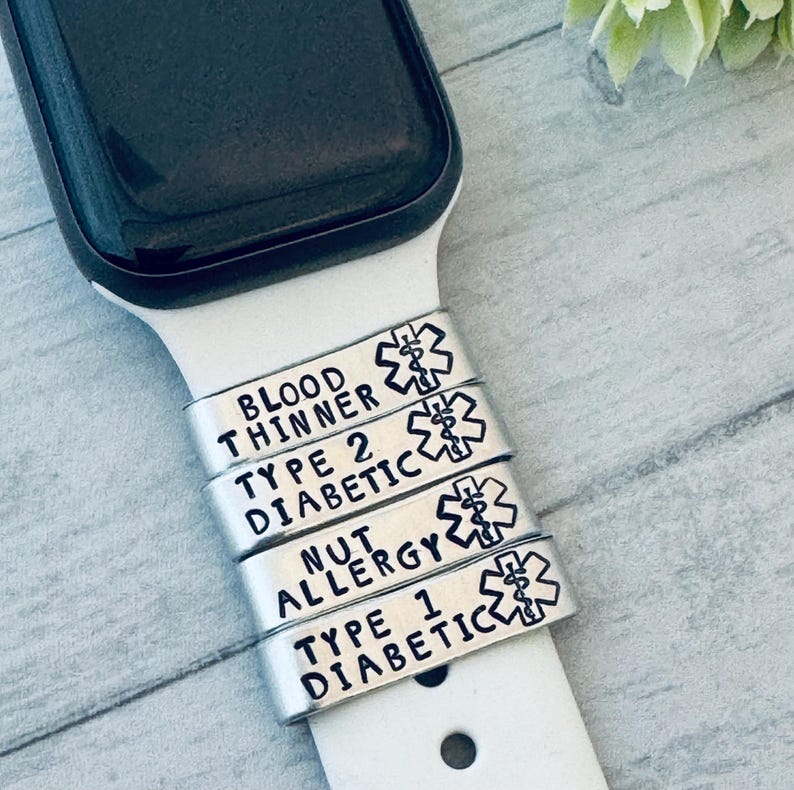 Medical Alert Watch Charms - Watch Band Tag -hand Stamped- Diabetic ...