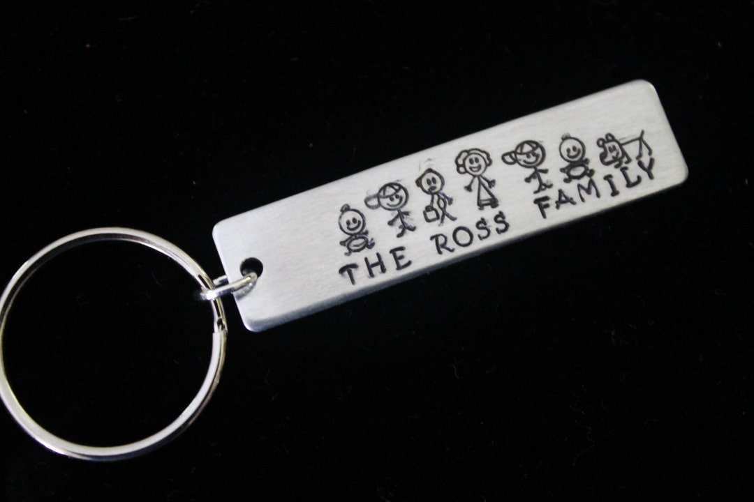 Stick Figure Custom Family Key Chain - Hand Stamped Family Key Chain ...