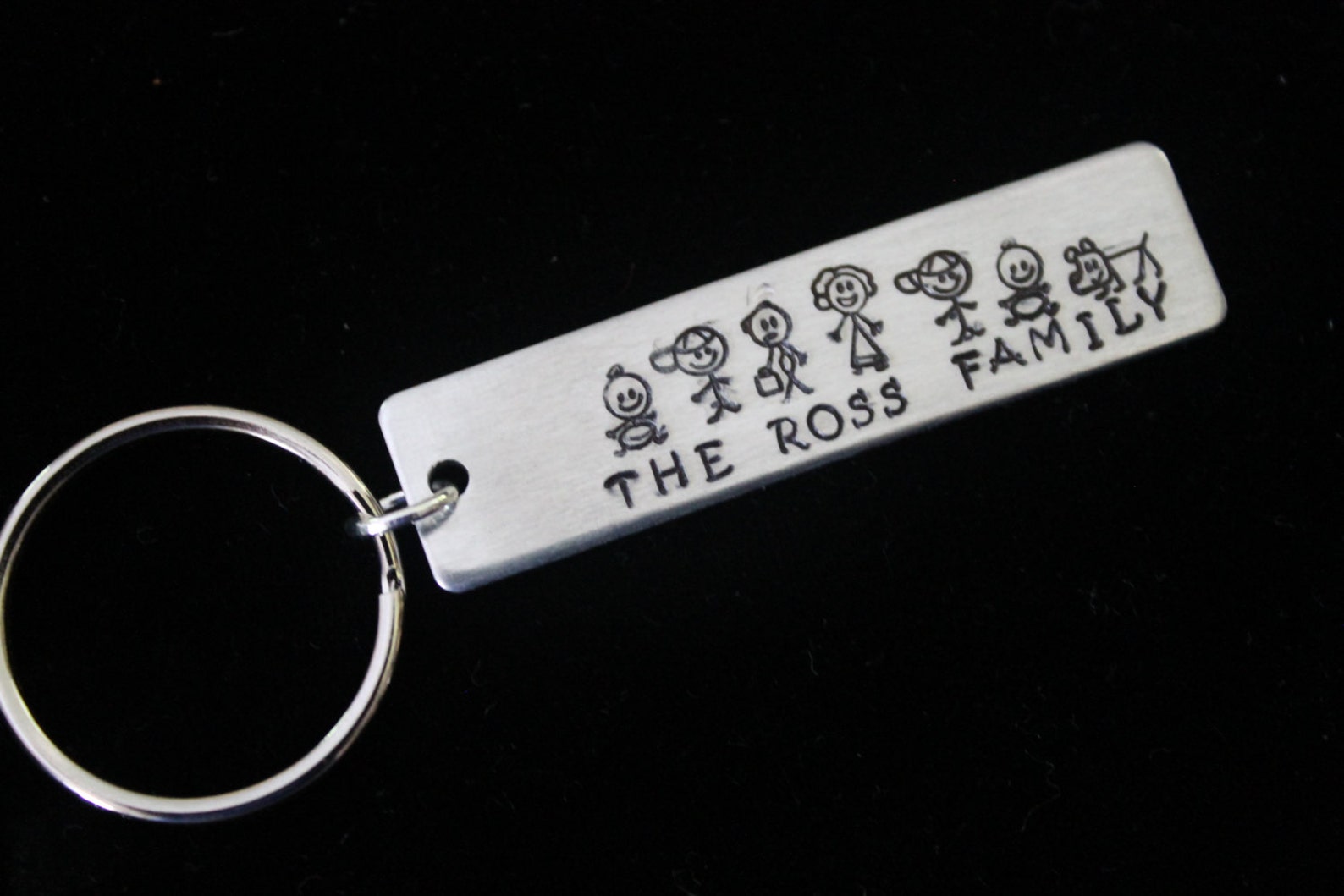 Stick Figure Custom Family Key Chain - Hand Stamped Family Key Chain ...