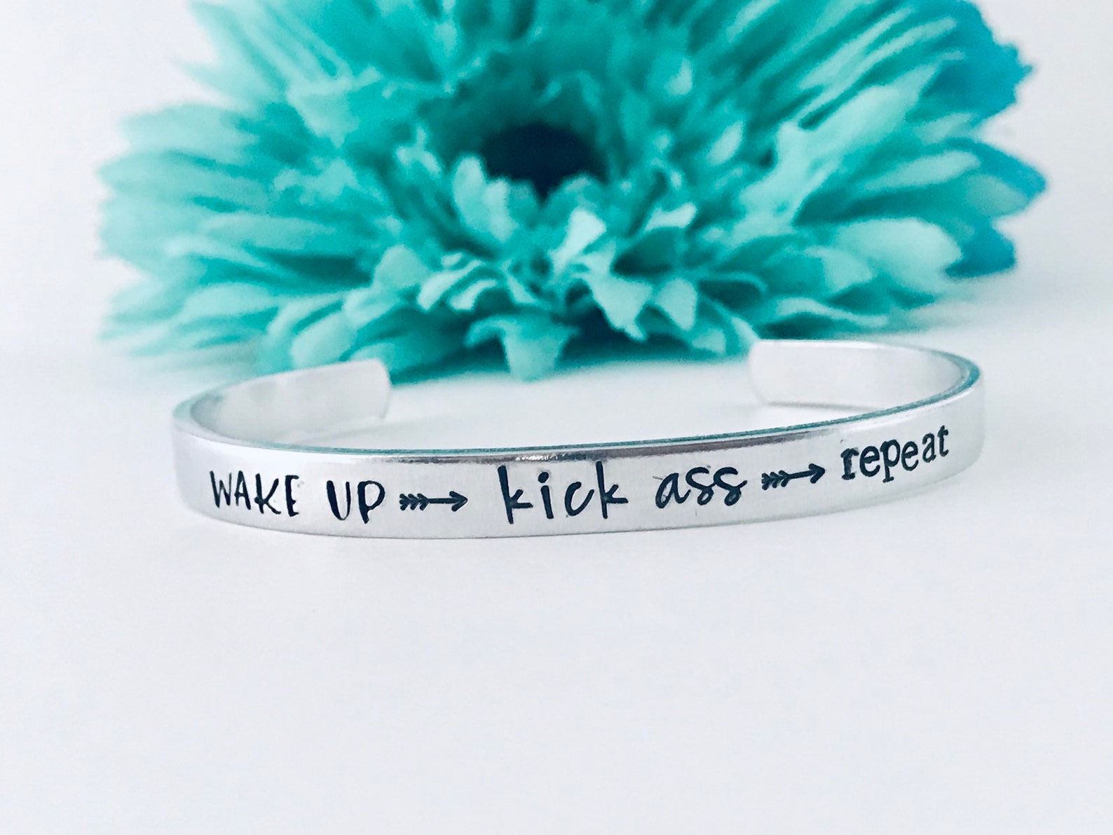 Wake up Kick Ass Repeat - Adult Humor - Cuff Bracelet Inspirational ...