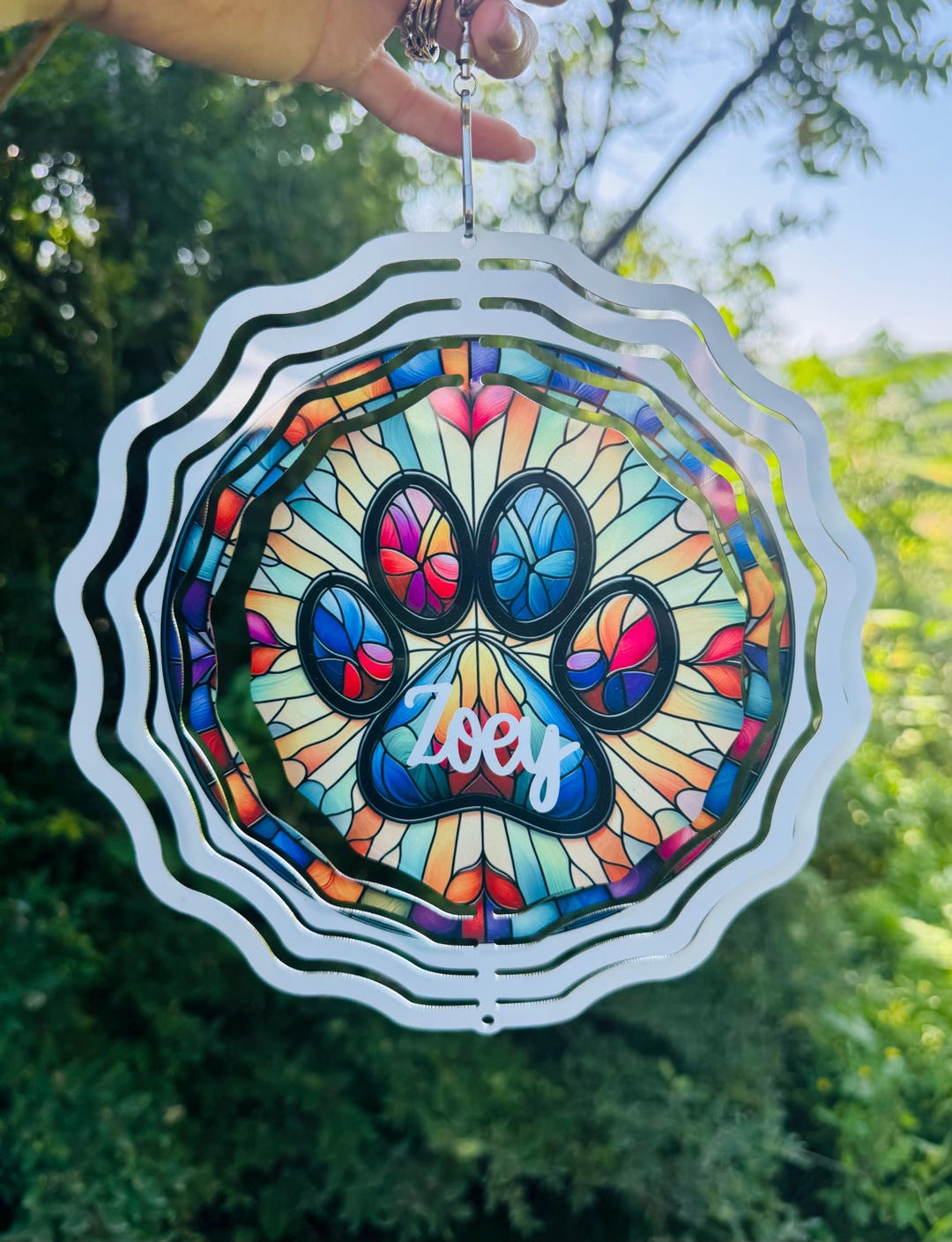 Personalized Dog Paw Wind Spinner, Metal, Outdoor Wind Spinner, With ...