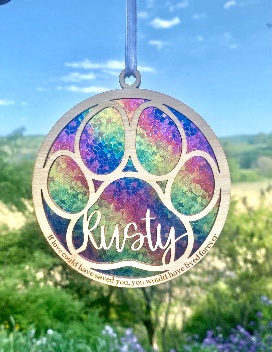 Rainbow Bridge Pet, Sun Catcher, Suncatcher Pet Memorial, Personalized ...