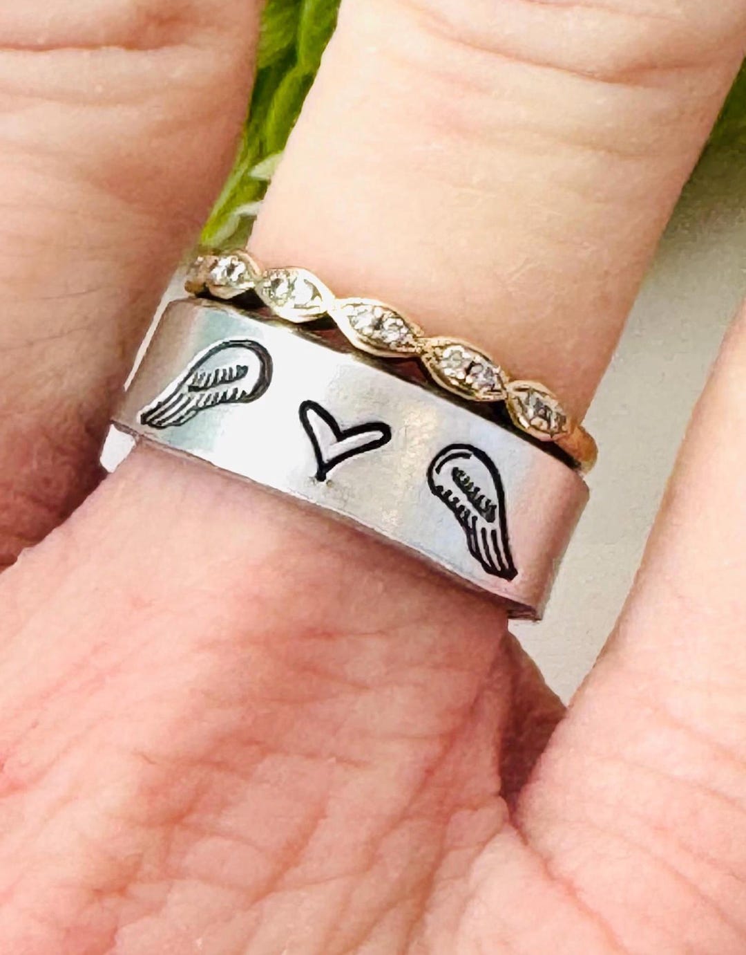 Memorial Wings Ring With Name Inside Edge - Memorial - Family Member ...