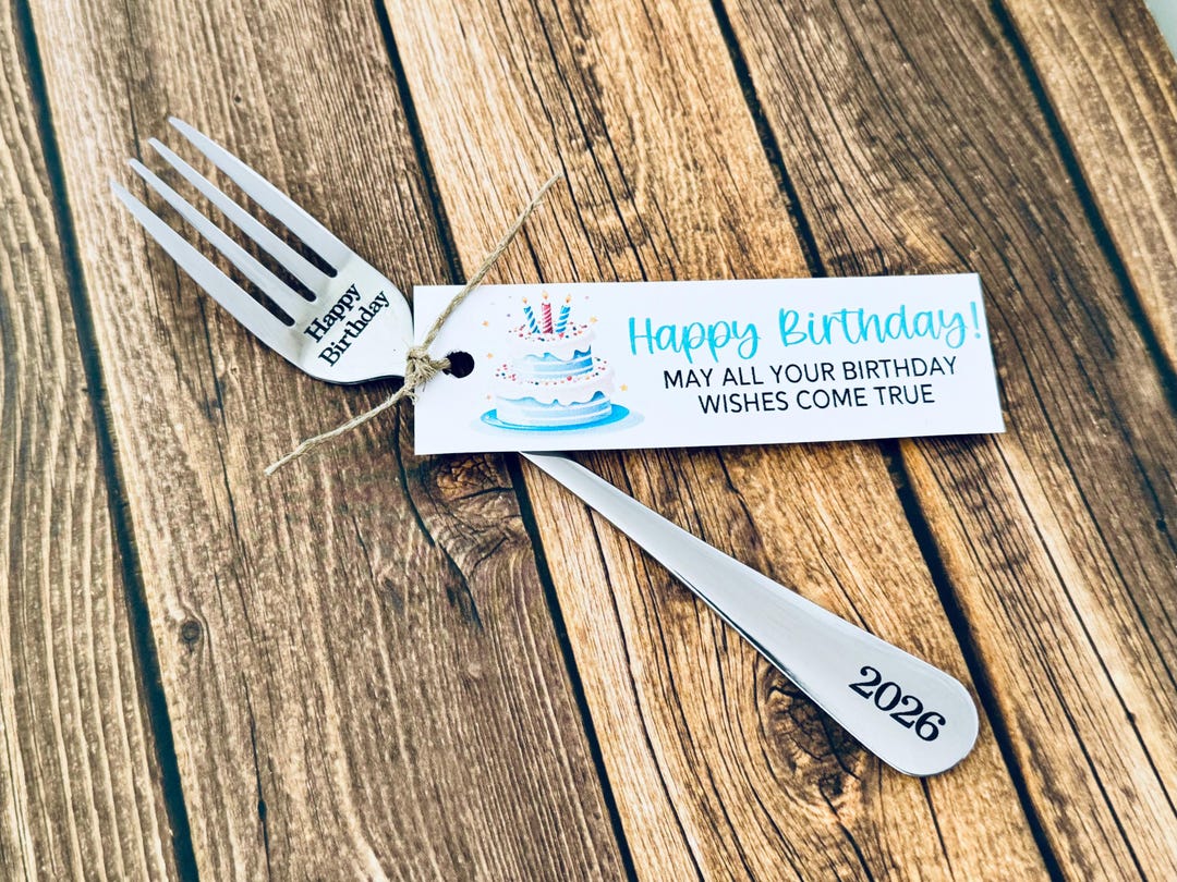 Happy Birthday Gift, Birthday Fun 2026. Stainless Steel Engraved Fork ...
