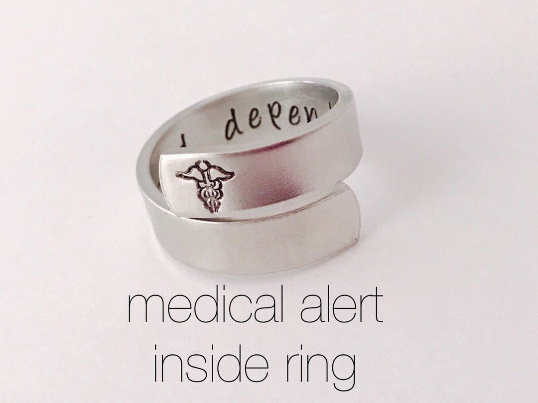 MEDICAL ALERT Ring - Hand Stamped- Condition or Allergy - Custom Made ...