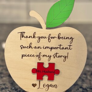 Custom Teacher Gift Apple Puzzle Piece, Teacher Apprication Week, End ...