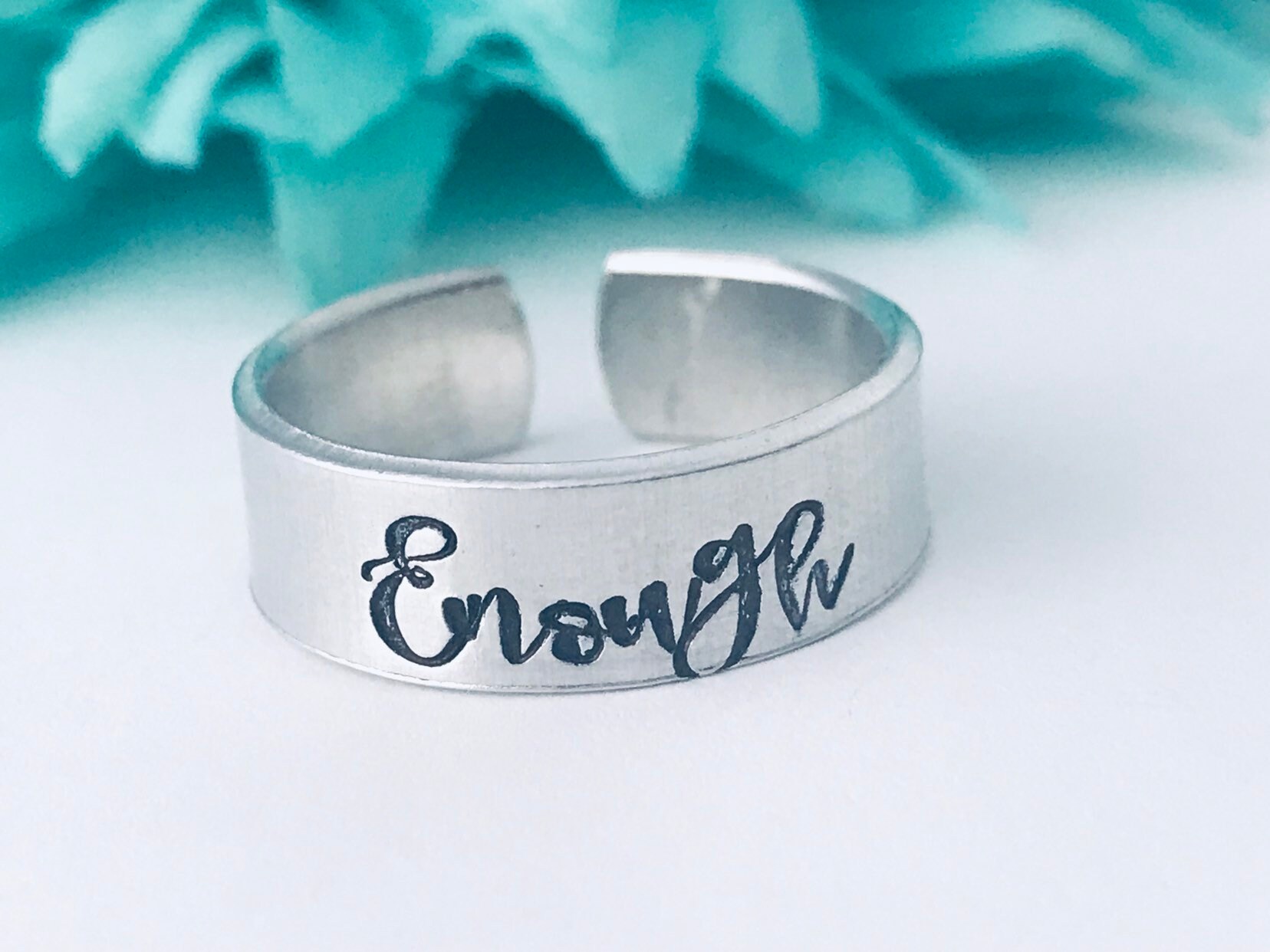 Enough hand stamped ring very sturdy ring great gift | Etsy