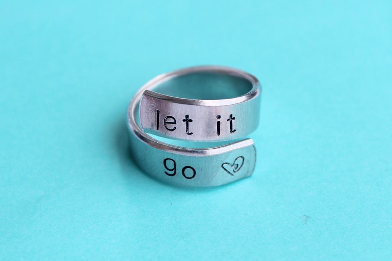 Let It Go- Hand Stamped Ring - Very Sturdy Ring - Great Gift - Fun ...