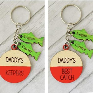 Father's Day Fishing Bobber Keychain, Daddy's Best Catch, Grandpa's ...