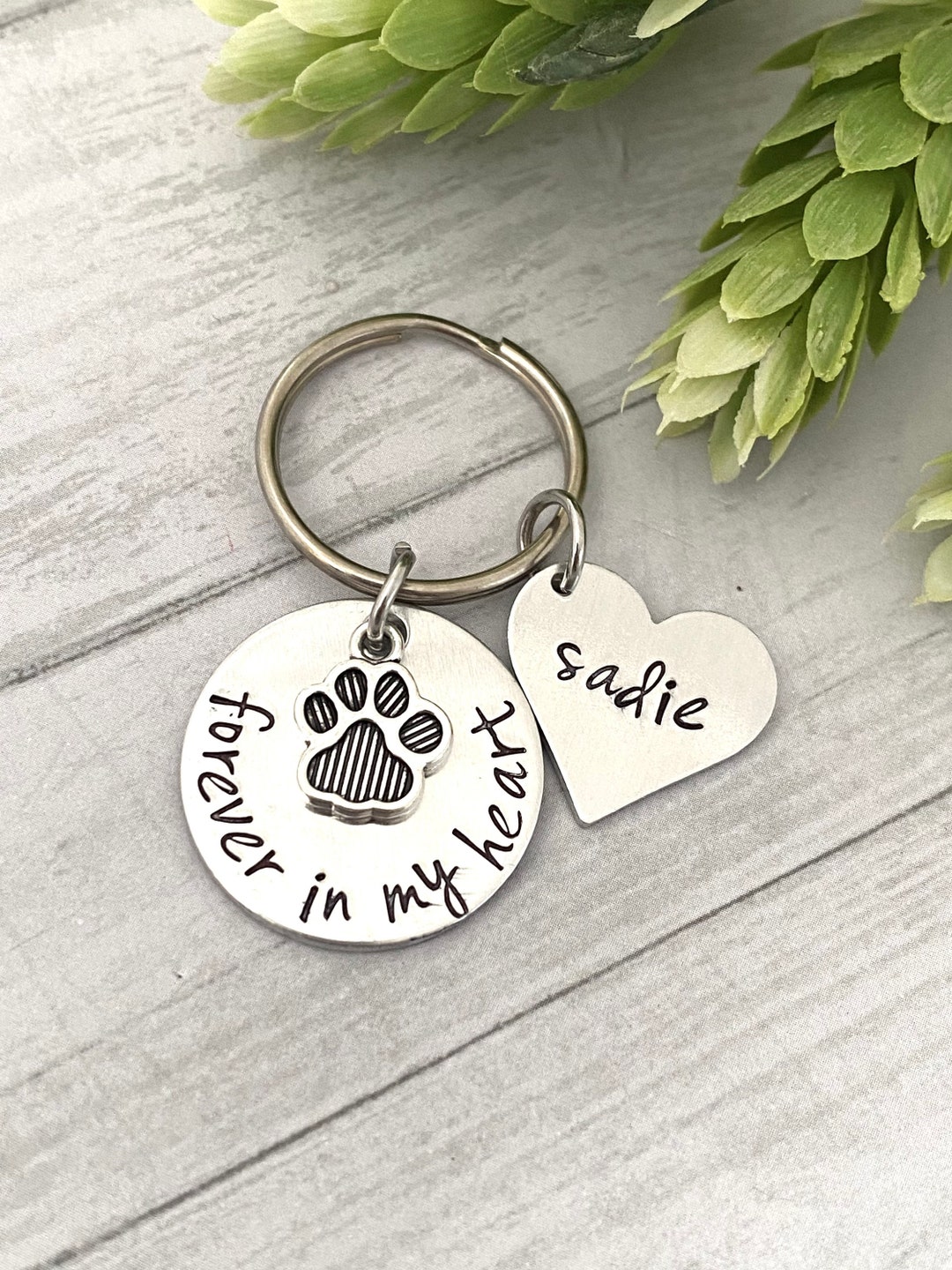 Paw Print Keychain, Pet Memorial Keychain, Personalized Name ...