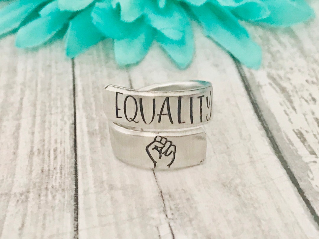 Equality Ring With Fist/ Hand - Hand Stamped Ring - Very Sturdy Ring ...