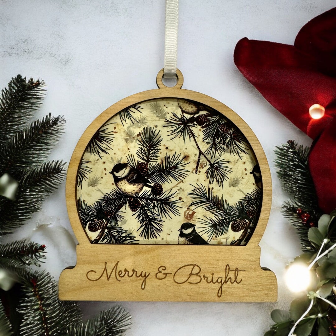 Chickadee Christmas Ornament, Personalized , Birds With Stainedglass ...