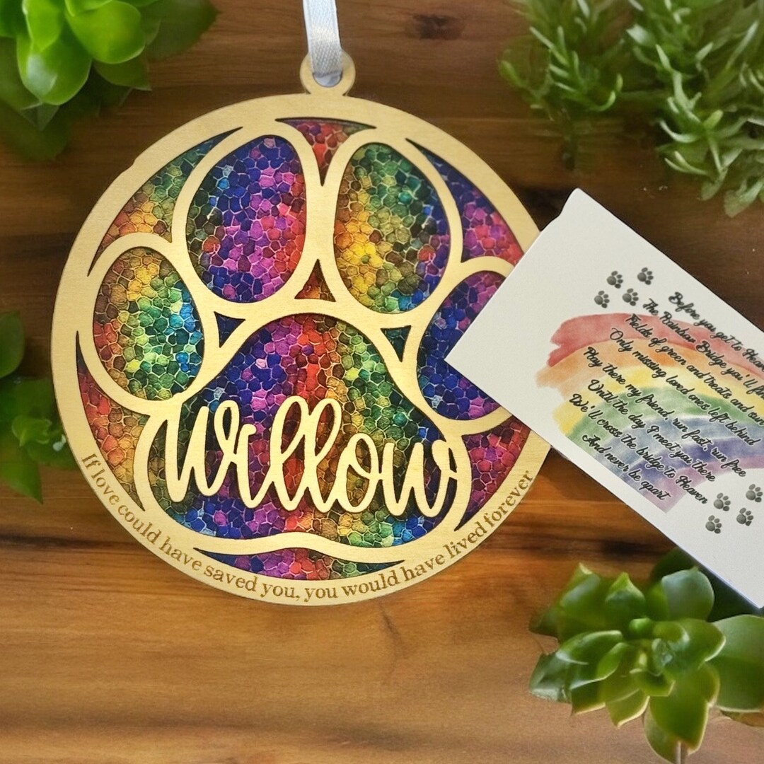 Rainbow Bridge Pet, Sun Catcher, Suncatcher Pet Memorial, Personalized ...