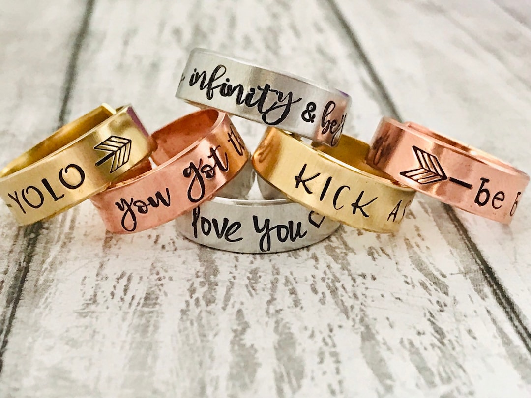 Personalized Word Ring, Personalized,silver, Gold, Rose Gold, Choose ...