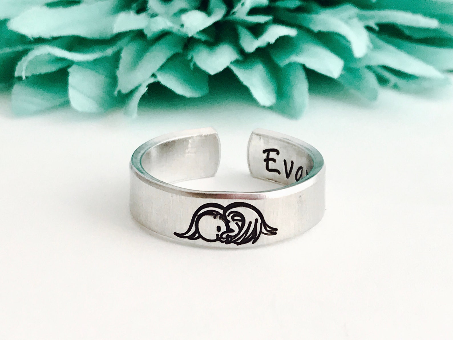Angel Baby Ring With Name Inside Edge Memorial Infant Loss - Etsy