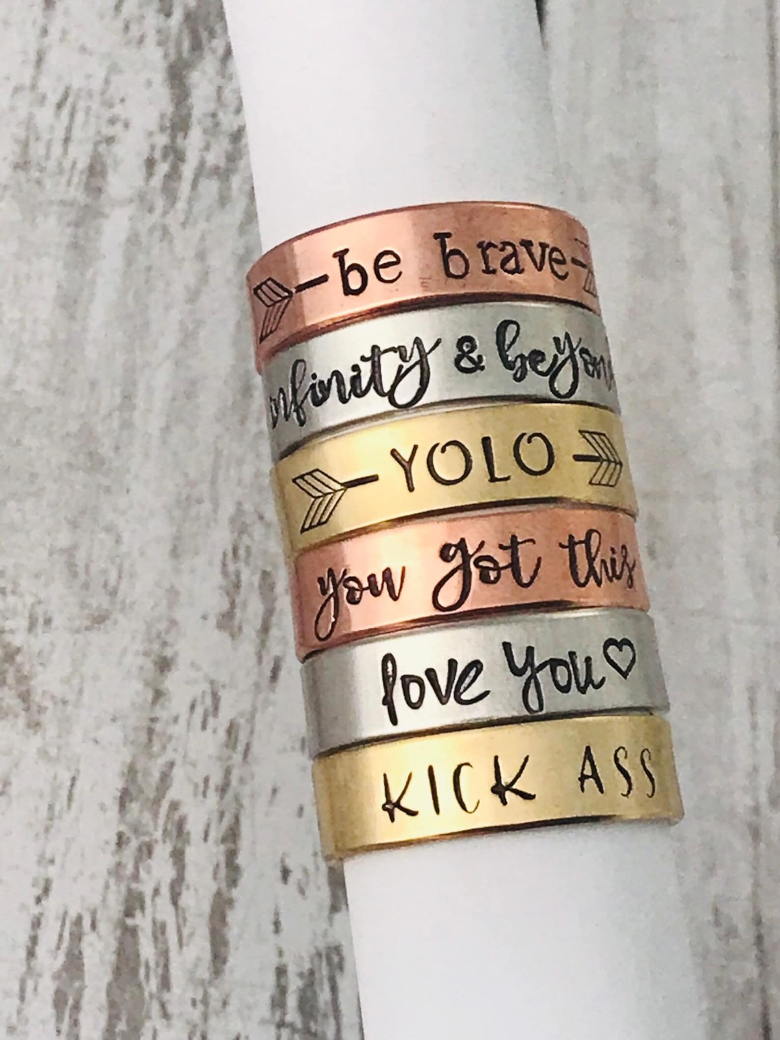 Personalized Ring Word Ring, Personalized, Silver, Gold, Rose Gold ...