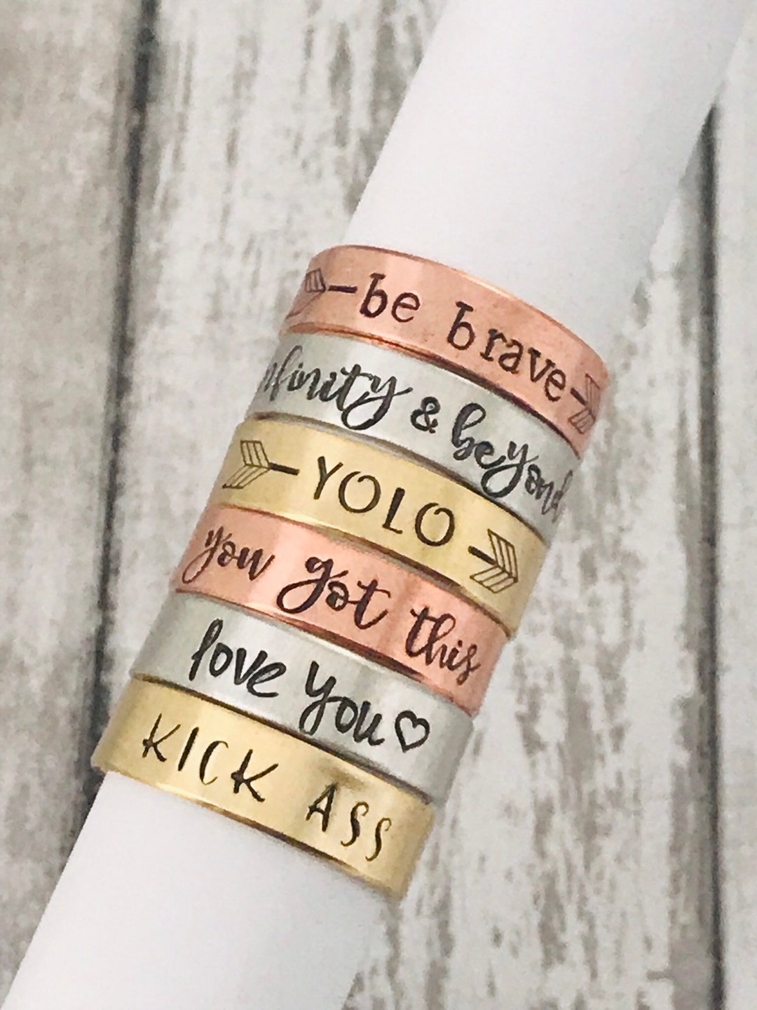 Personalized Ring Word Ring, Personalized, Silver, Gold, Rose Gold ...
