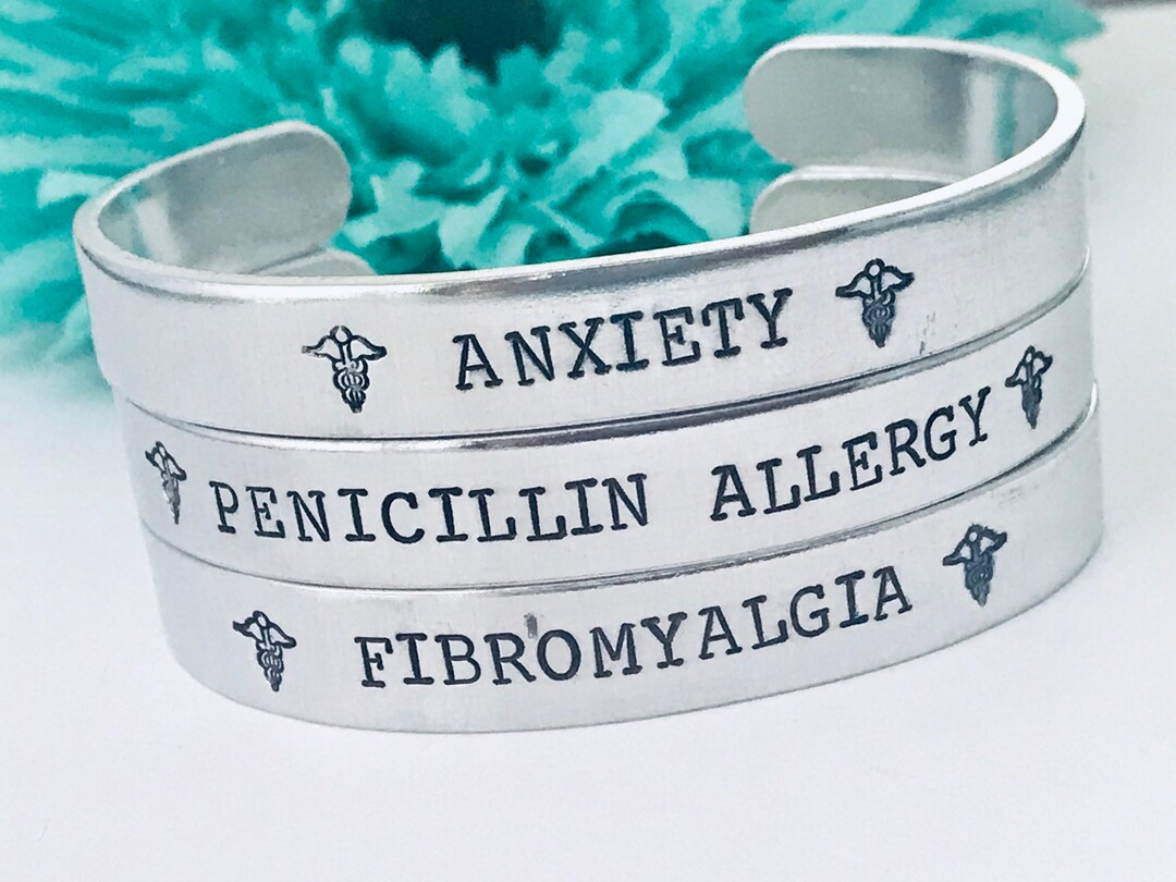 MEDICAL CONDITION ALERT Bracelet - Hand Stamped- Allergy Bracelet ...