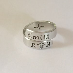 RN Ring RN / Nurses / Nursing Student / Nurse Gift - Hand Stamped Ring ...