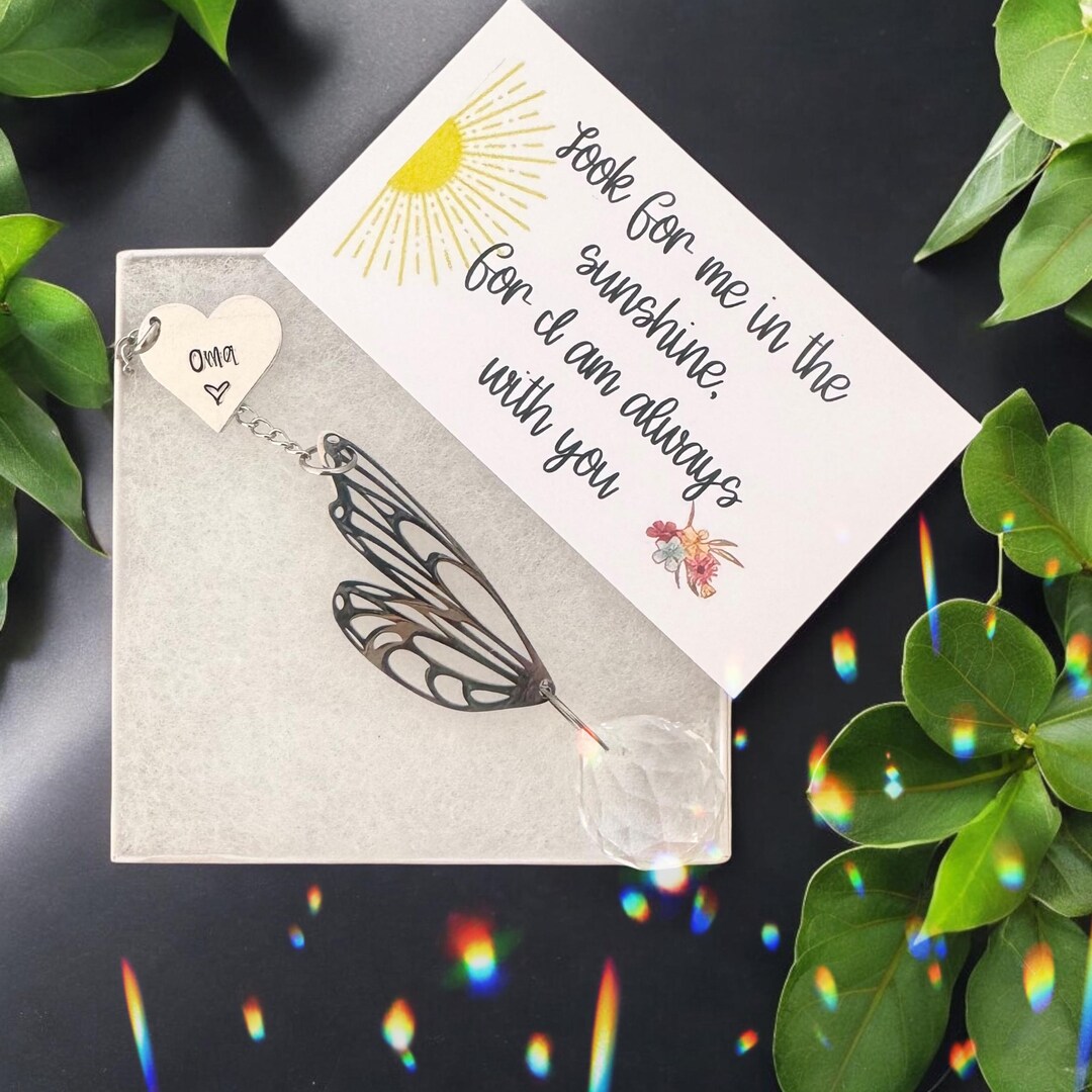 Sun Catcher Butterfly Sympathy Gift, Poem Card Memorial Suncatcher ...