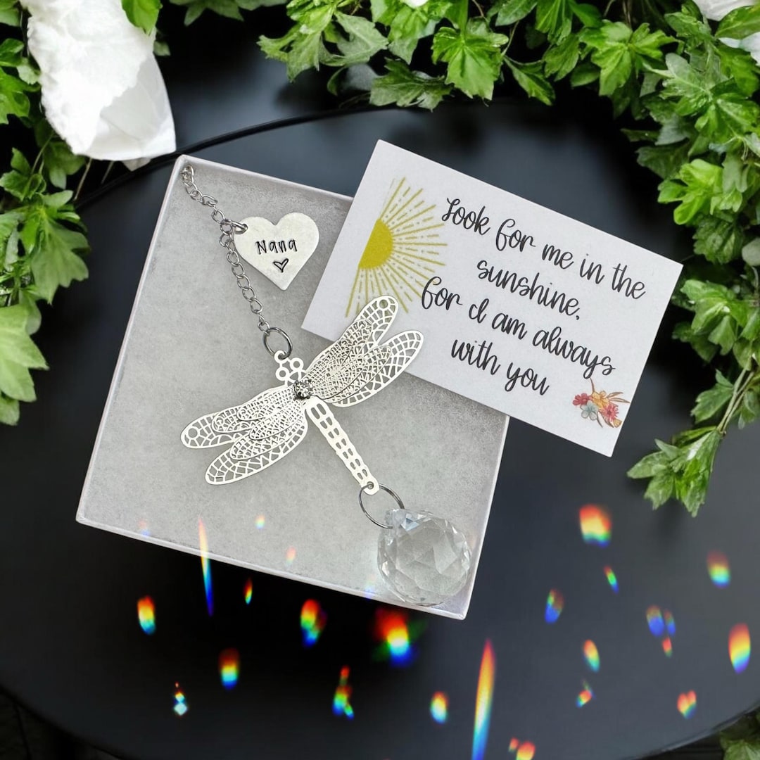 Sun Catcher Dragonfly Sympathy Gift, Poem Card Memorial Suncatcher ...