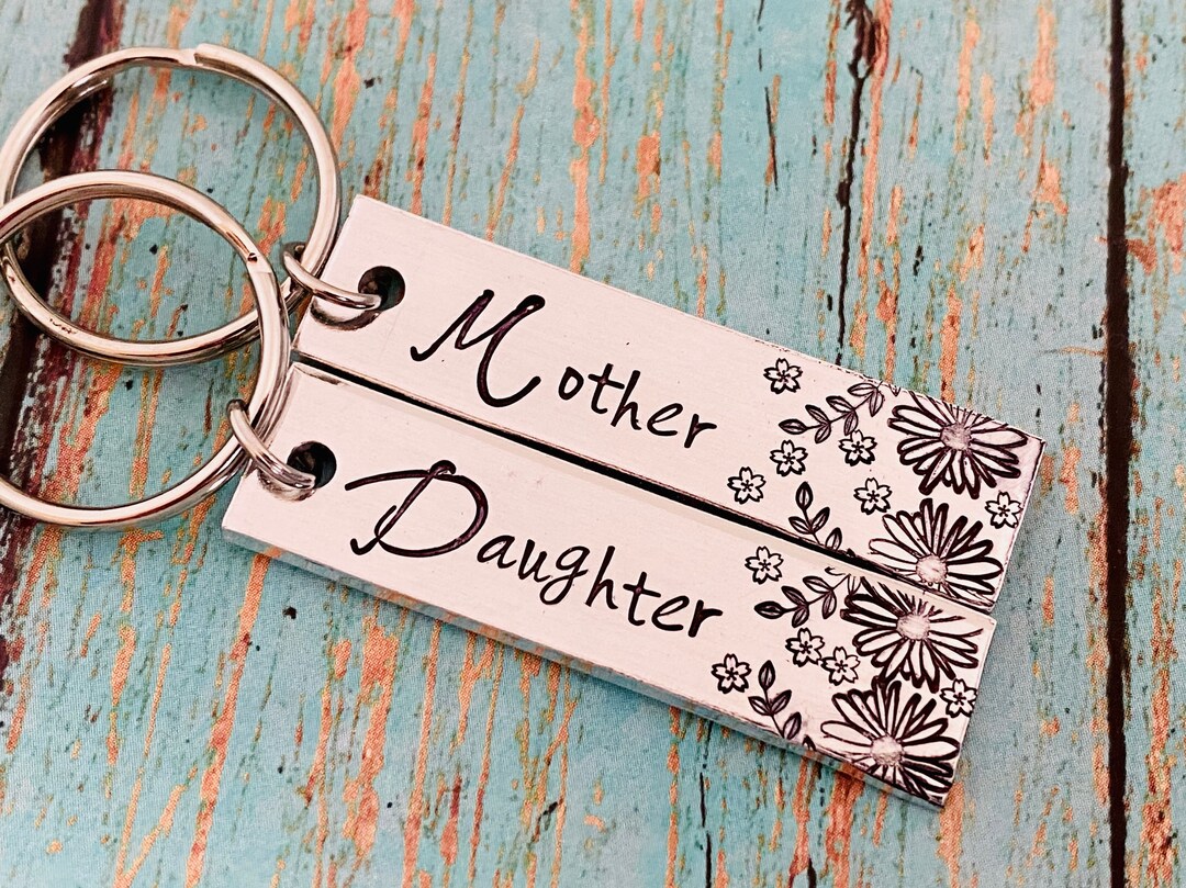 Mother Daughter Key Chain Set, Hand Stamped Matching Key Chains- Set ...