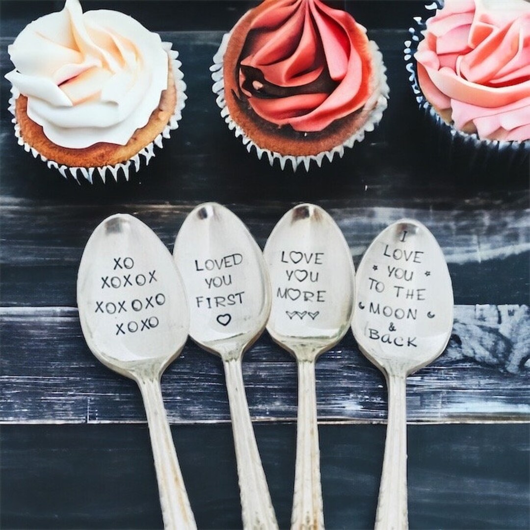 CUSTOM LOVE SPOON Hand Stamped Silverware Vintage Spoon Message Reused ...