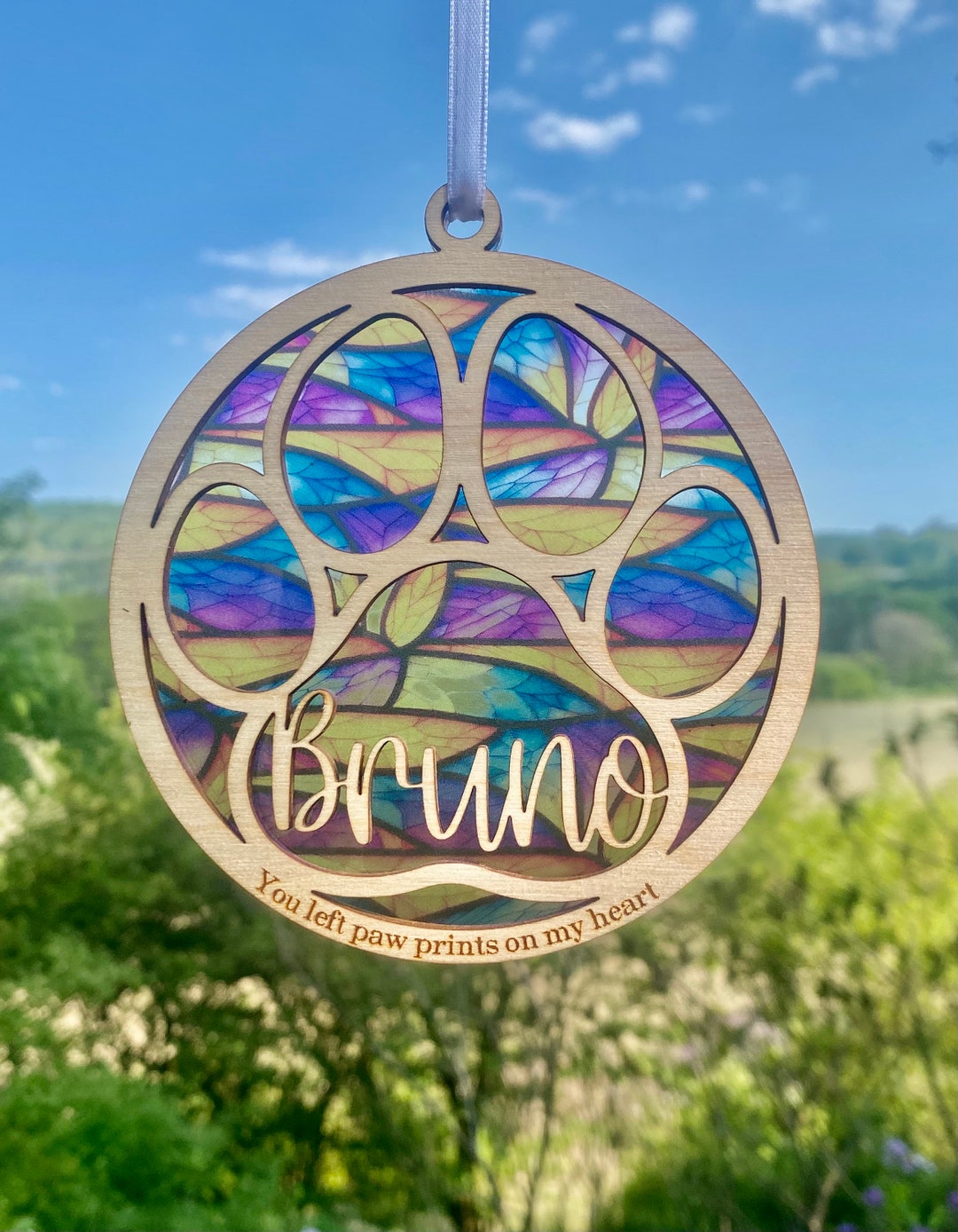 Rainbow Bridge Pet, Sun Catcher, Suncatcher Pet Memorial, Personalized ...
