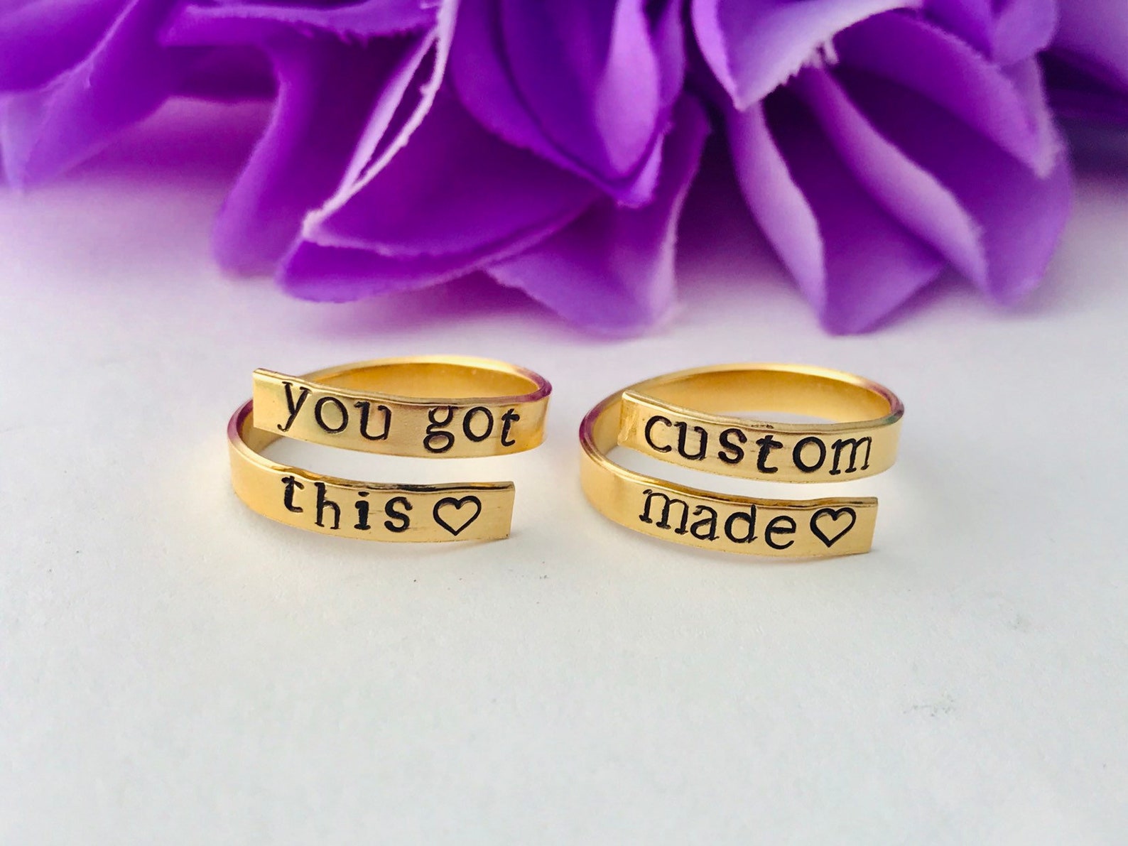 Custom Ring Personalized GOLD TONE Custom Hand Stamped Ring - Etsy