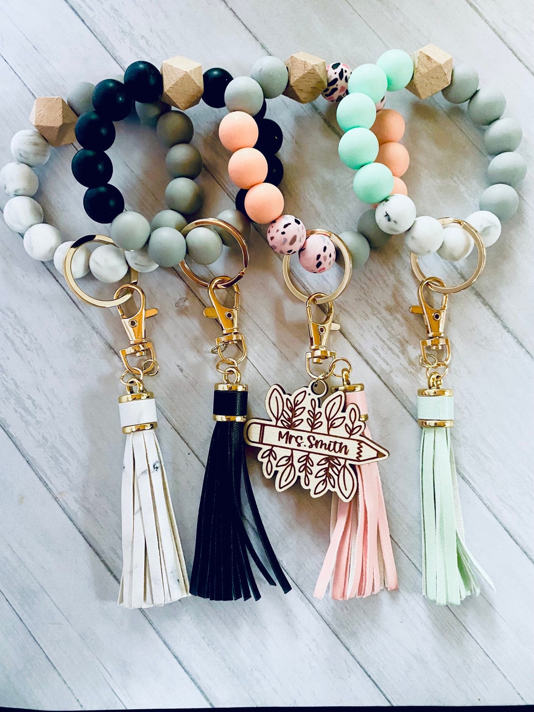 Teacher Gift, Wristlet Keychain With Personalized Name, Teacher Week ...