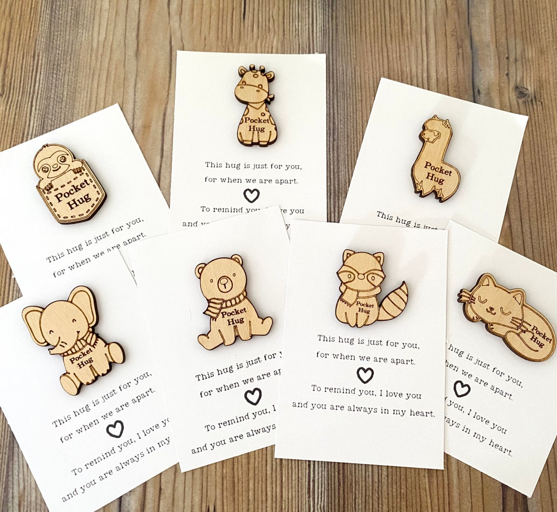 Pocket Hug, Love Token, Animal Wooden Pocket Hug, Token, Love Reminder ...