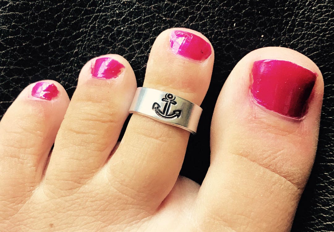 Toe Ring Anchor - Hand Stamped Toe Ring - Adjustable Toe Ring - Very ...