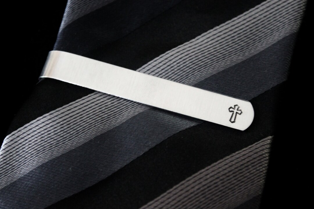 Cross Tie Clip - Hand Stamped - Great for a Gift - God, Religious ...