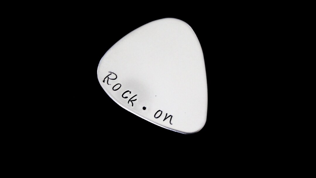 Rock On- Hand Stamped Guitar Pick - Great for a Gift - Etsy