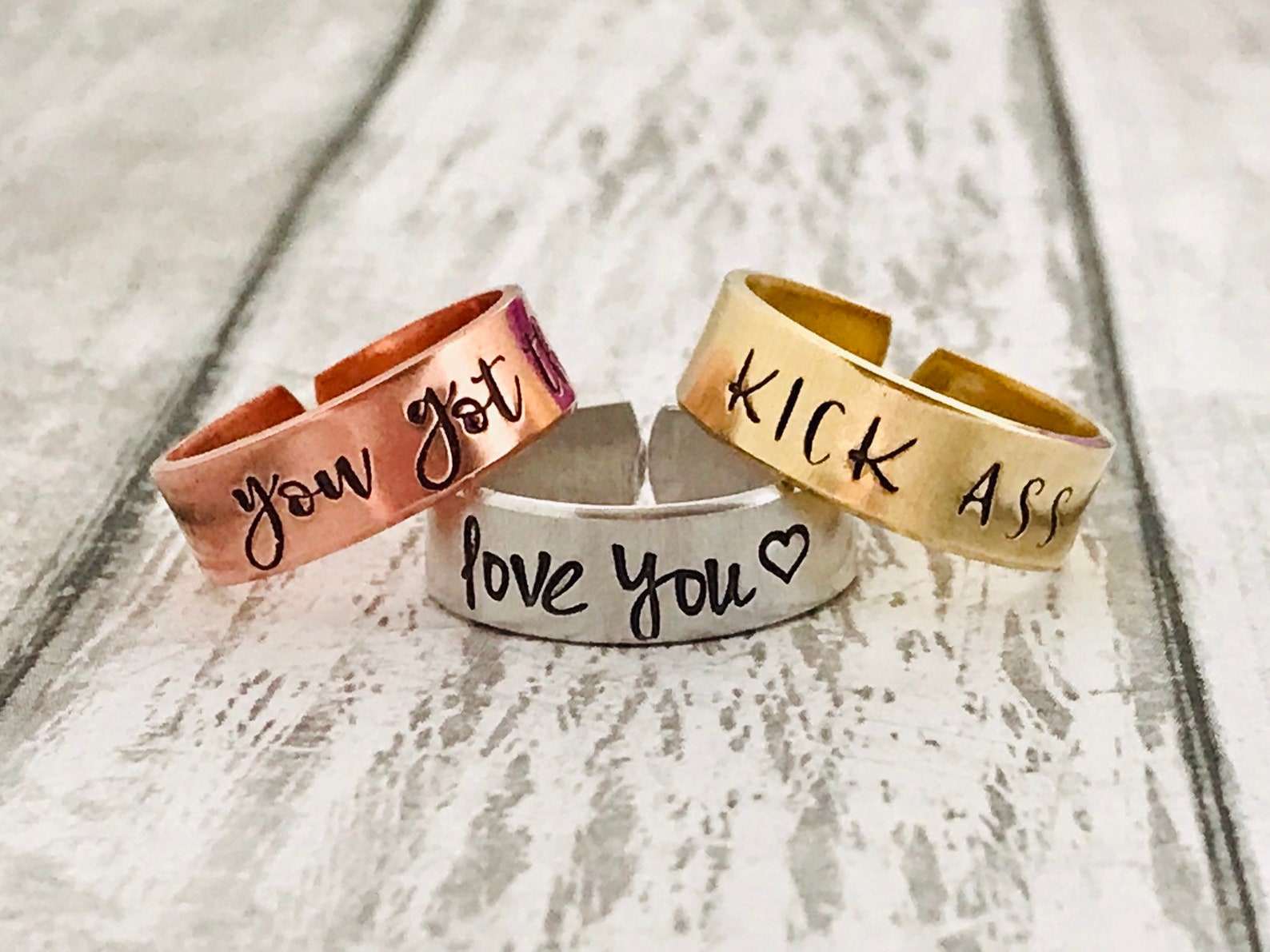 Personalized Ring Word Ring, Personalized, Silver, Gold, Rose Gold ...