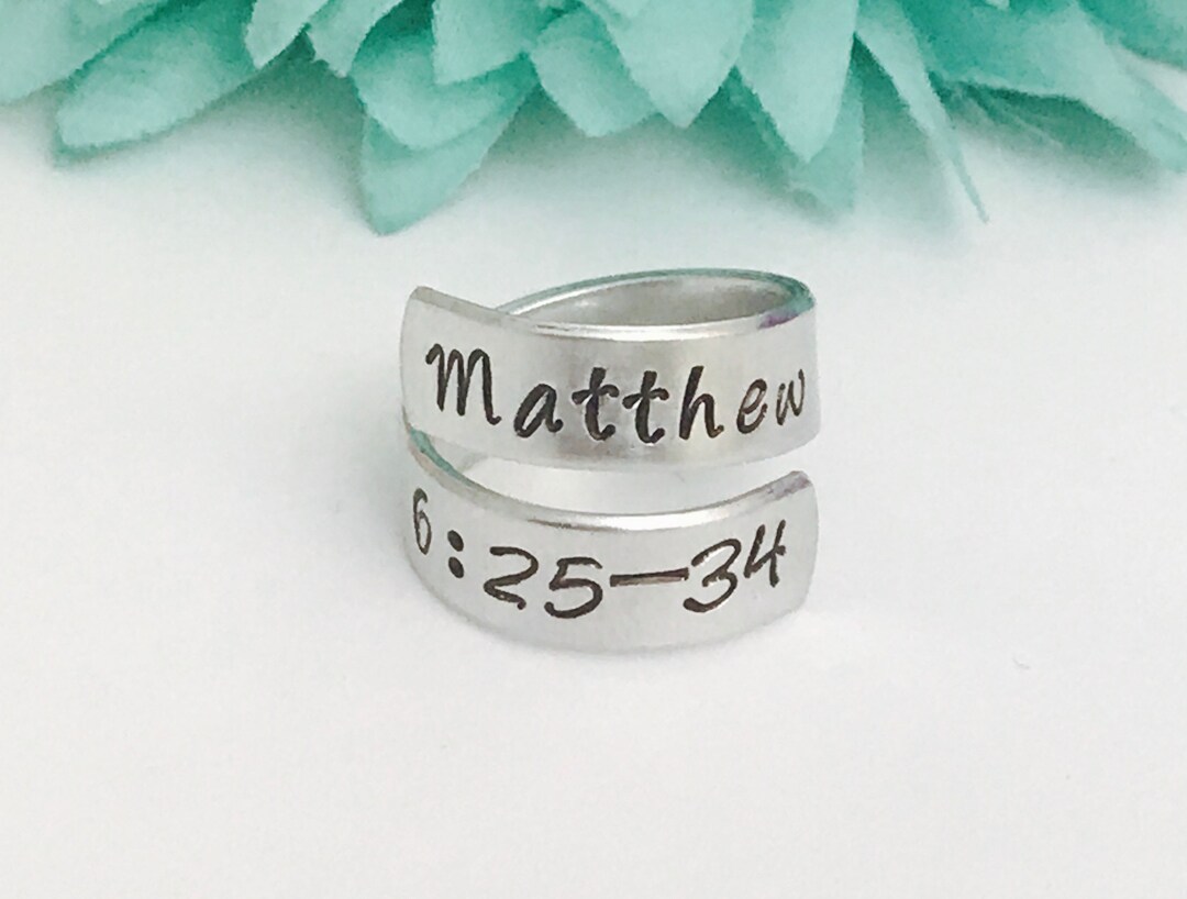 Bible Verse Wrap Ring - Add Your Verse Personalized Ring - Hand Stamped ...