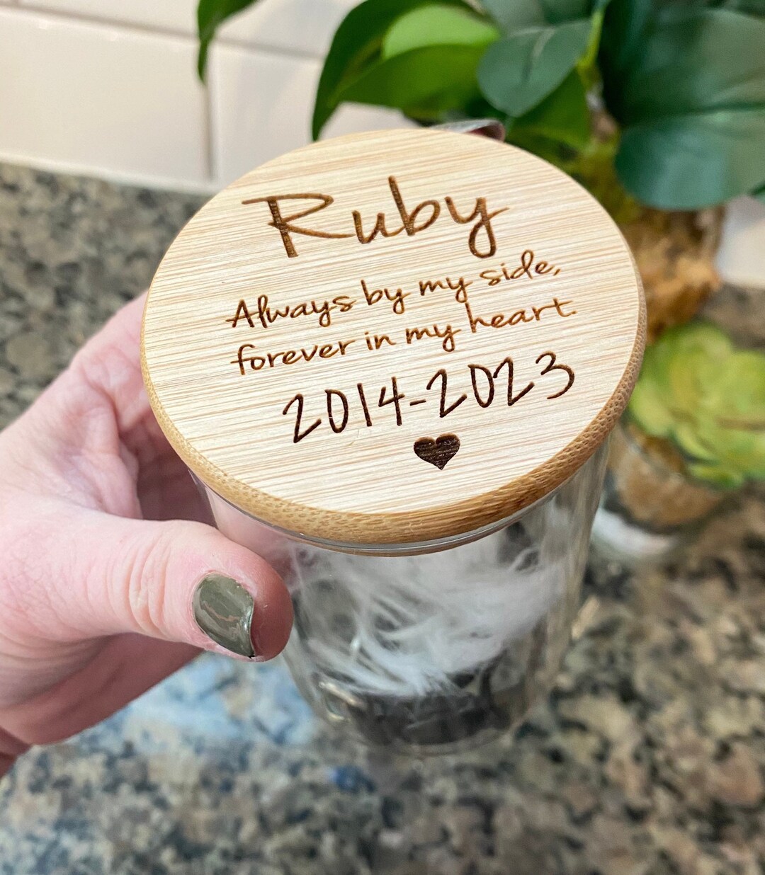 Pet Fur Keepsake Engraved LARGE JAR Pet Memorial Jar, Loss of Pet ...