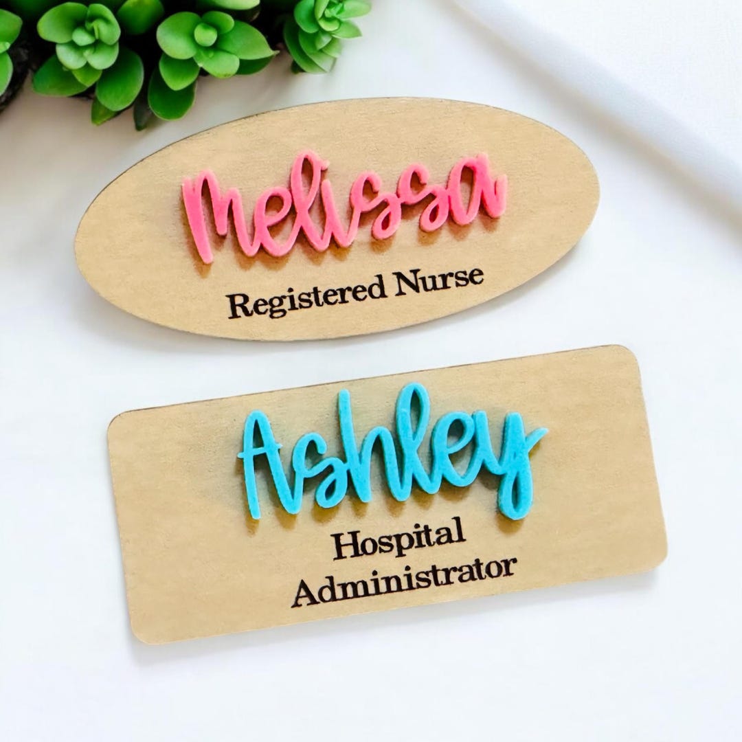 Personalized Name Tag Magnetic Holder Engraved Employee Work Badge Name ...