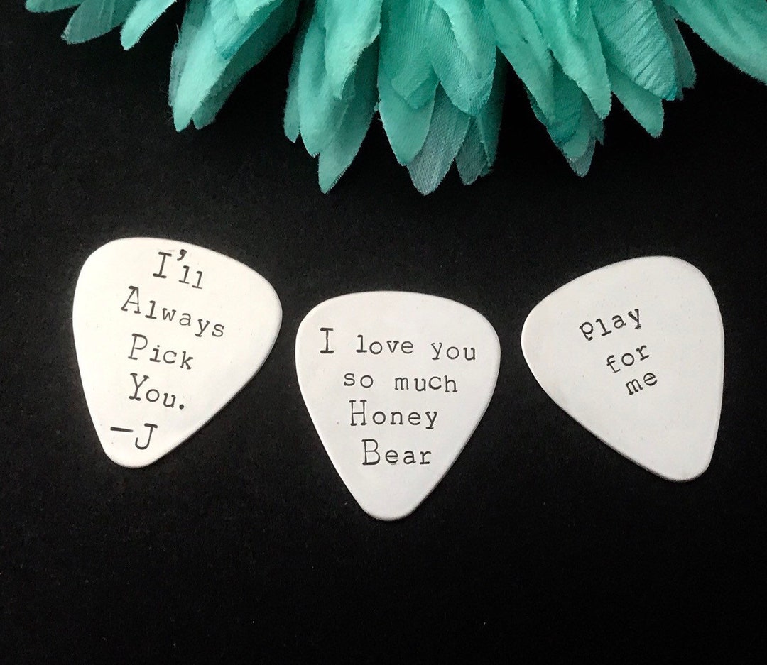 Custom Guitar Pick Message - Hand Stamped Guitar Pick - Great for a ...