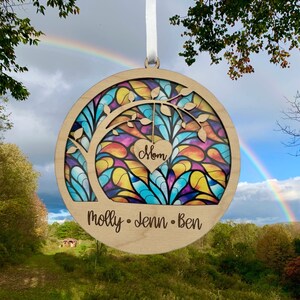 Mother’s Day Family Tree Suncatcher, Mother Gift, Mom Flowers ...