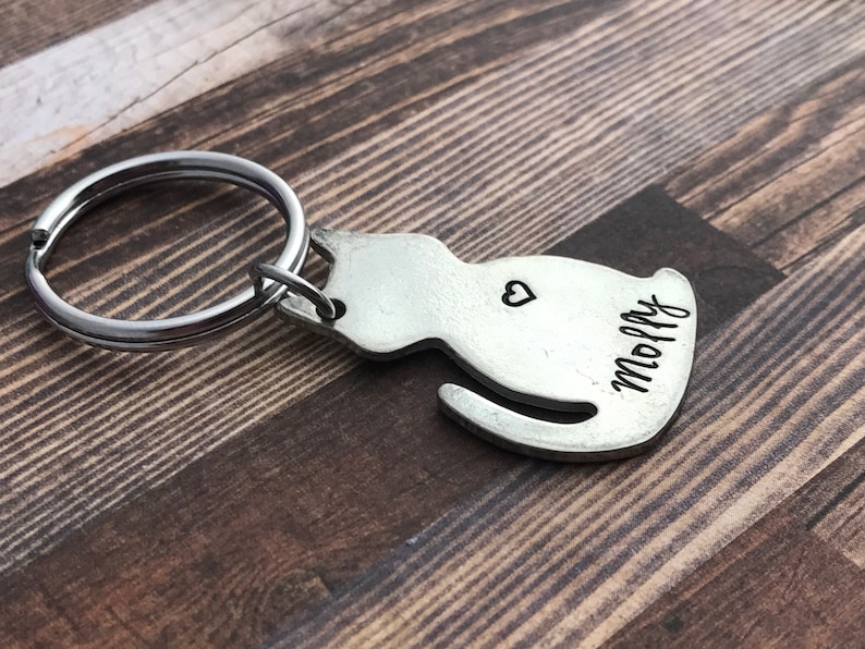 Cat Lover Keychain - Add Your Cats Name or a Small Wording - Cat Metal ...