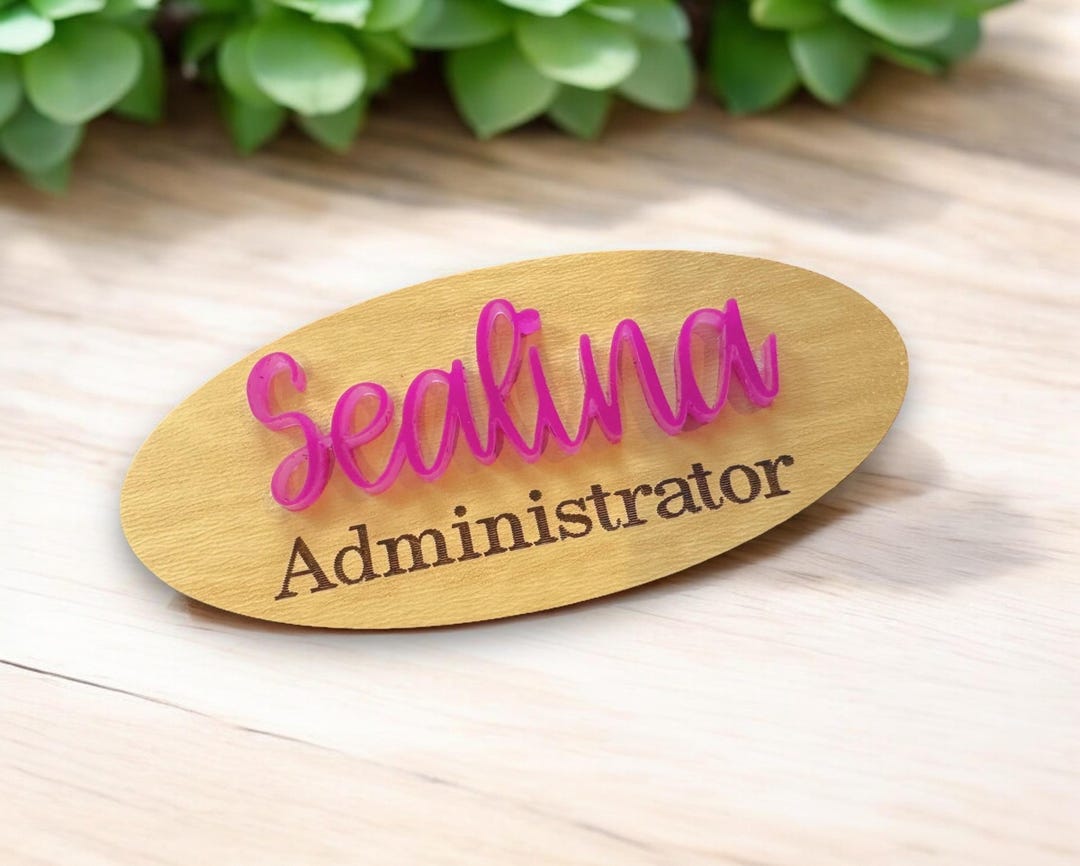 Personalized Name Tag Magnetic Holder Engraved Employee Work Badge Name ...