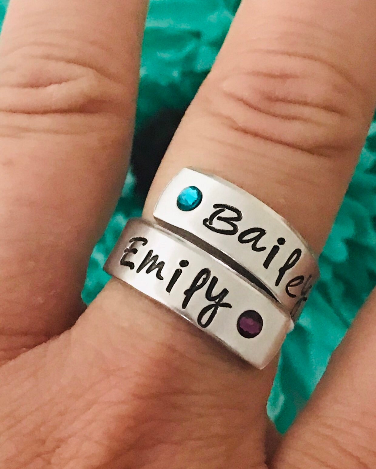 Personalized Wrap Ring With Birthstones Personalized Ring | Etsy