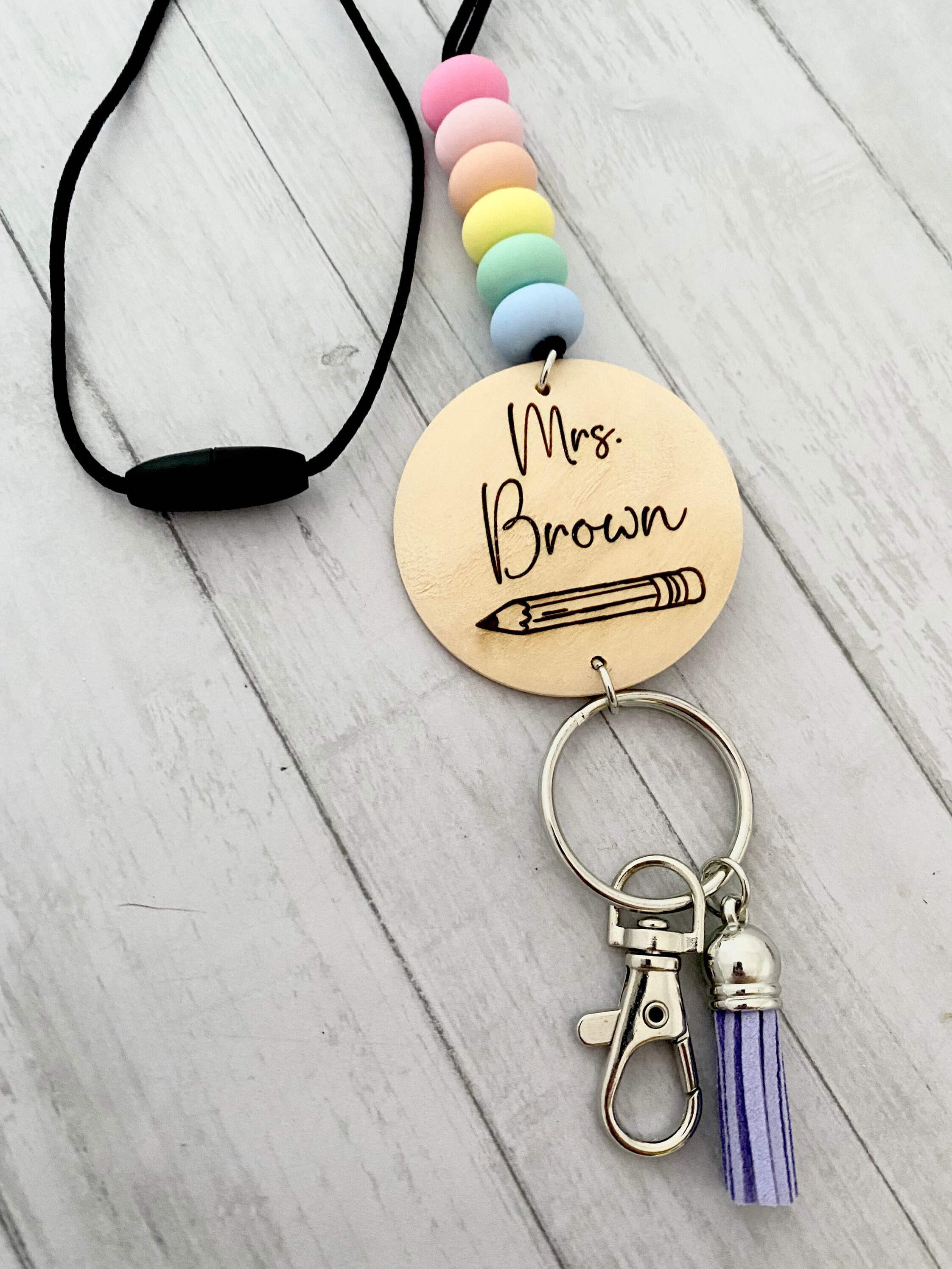 Teacher Lanyard, Personalized, Teacher, School Supply, Beaded Lanyard ...