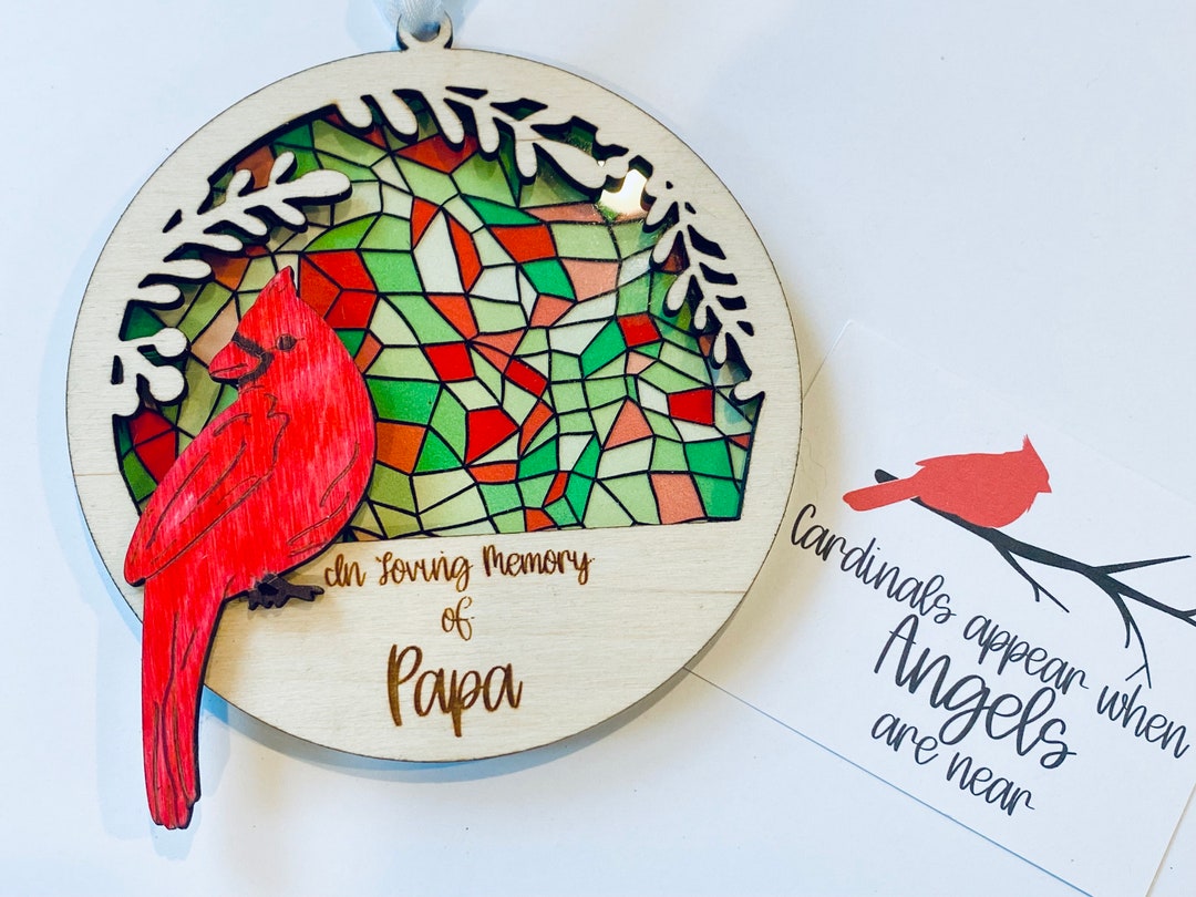 Cardinal Sympathy Memorial Sun Catcher, Cardinal Gift, Suncatcher for ...